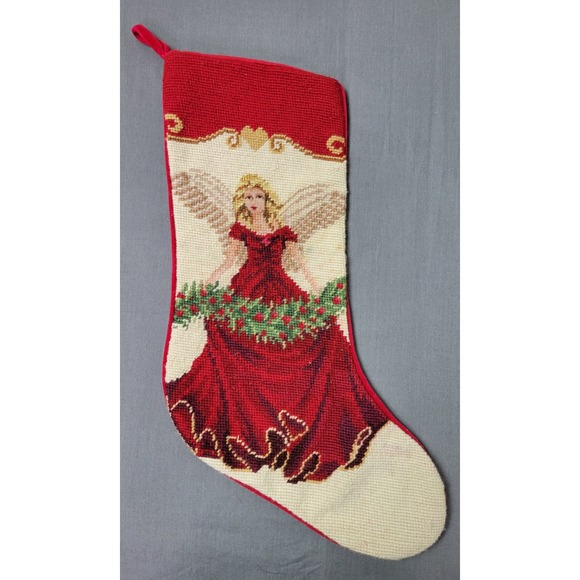 jcpenney | Holiday | Vtg Jc Penney Wool Needlepoint Velvet Angel ...
